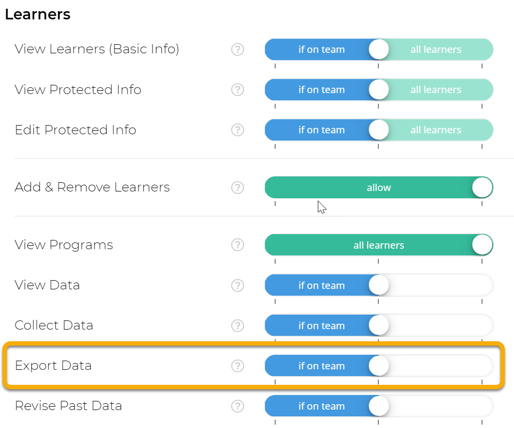 Exporting Data (Session Note Reports, Note Data, Session Reports, Learner Data)